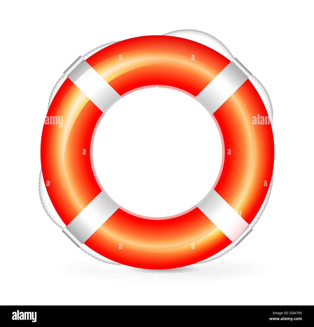 Realistic red lifebuoy with rope on white background Stock Photo - Alamy