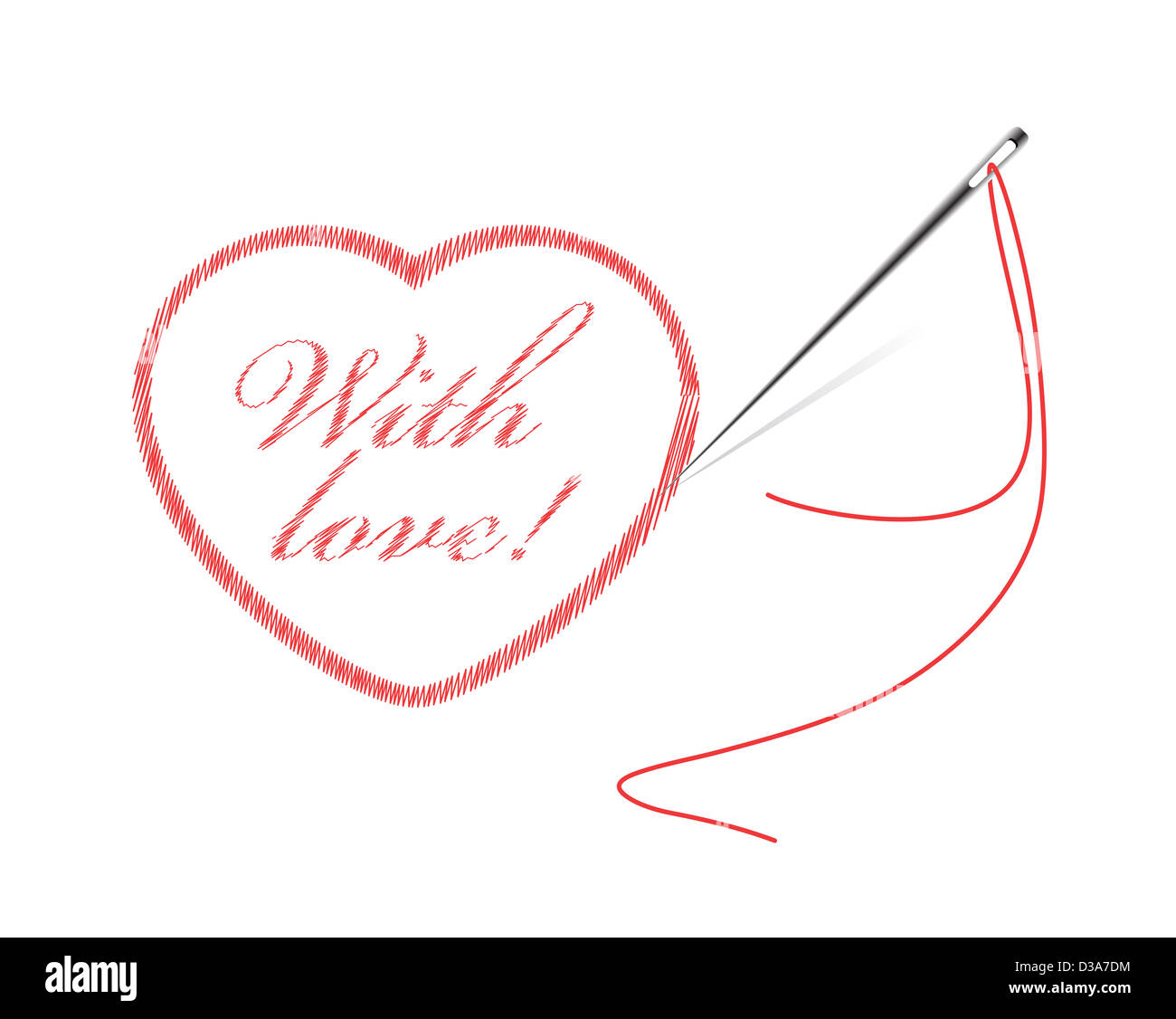 embroidery with heart and frame vector illustration isolated on white ...