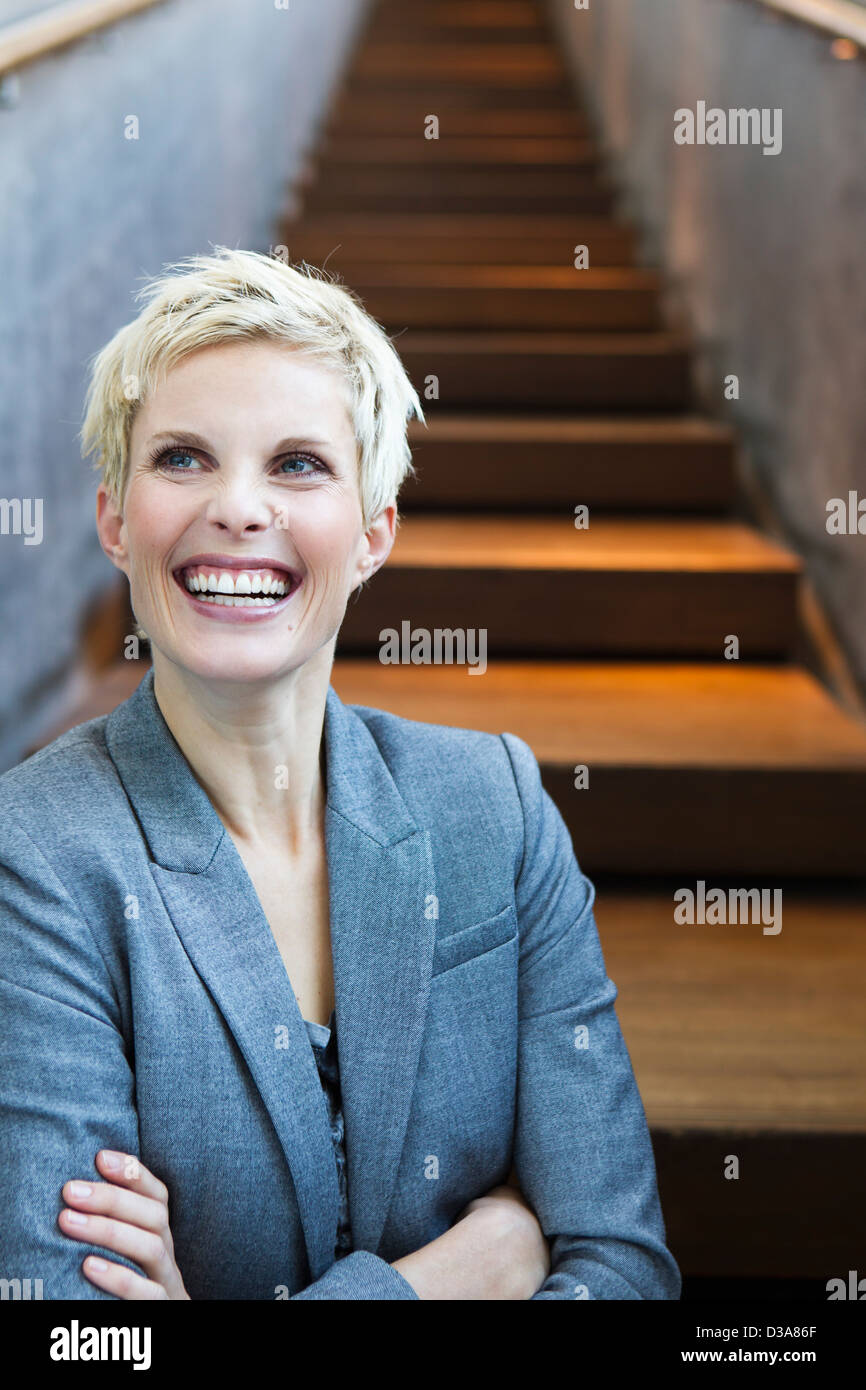 Happy laughing short hair blond High Resolution Stock Photography and ...