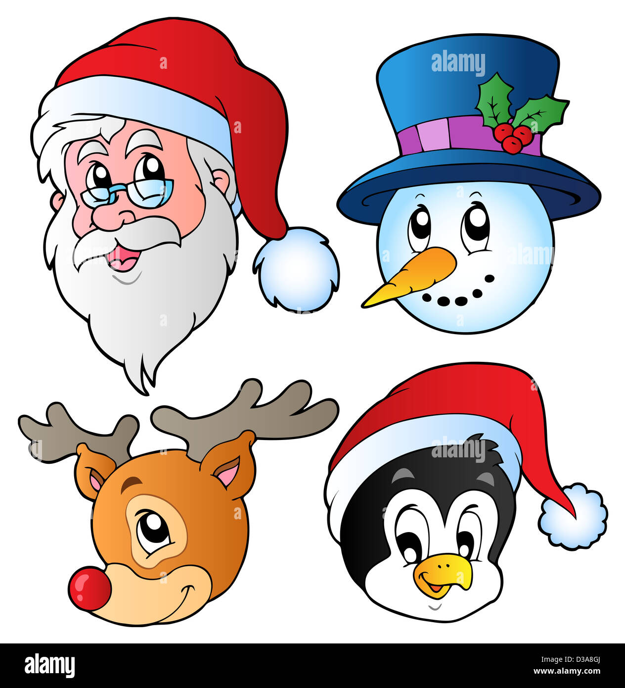 Christmas faces collection 3 - isolated illustration Stock Photo - Alamy
