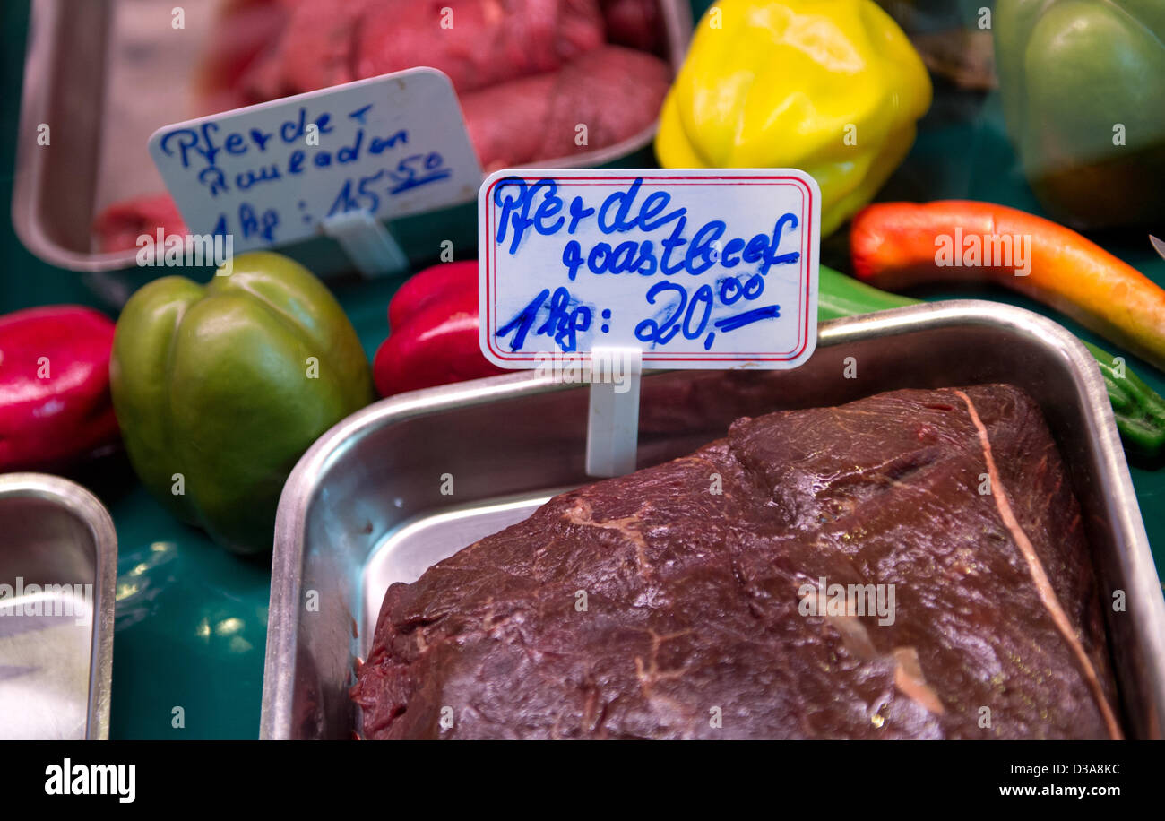 Horse meat is on display at the market hall in Hanover, Germany, 14 ...