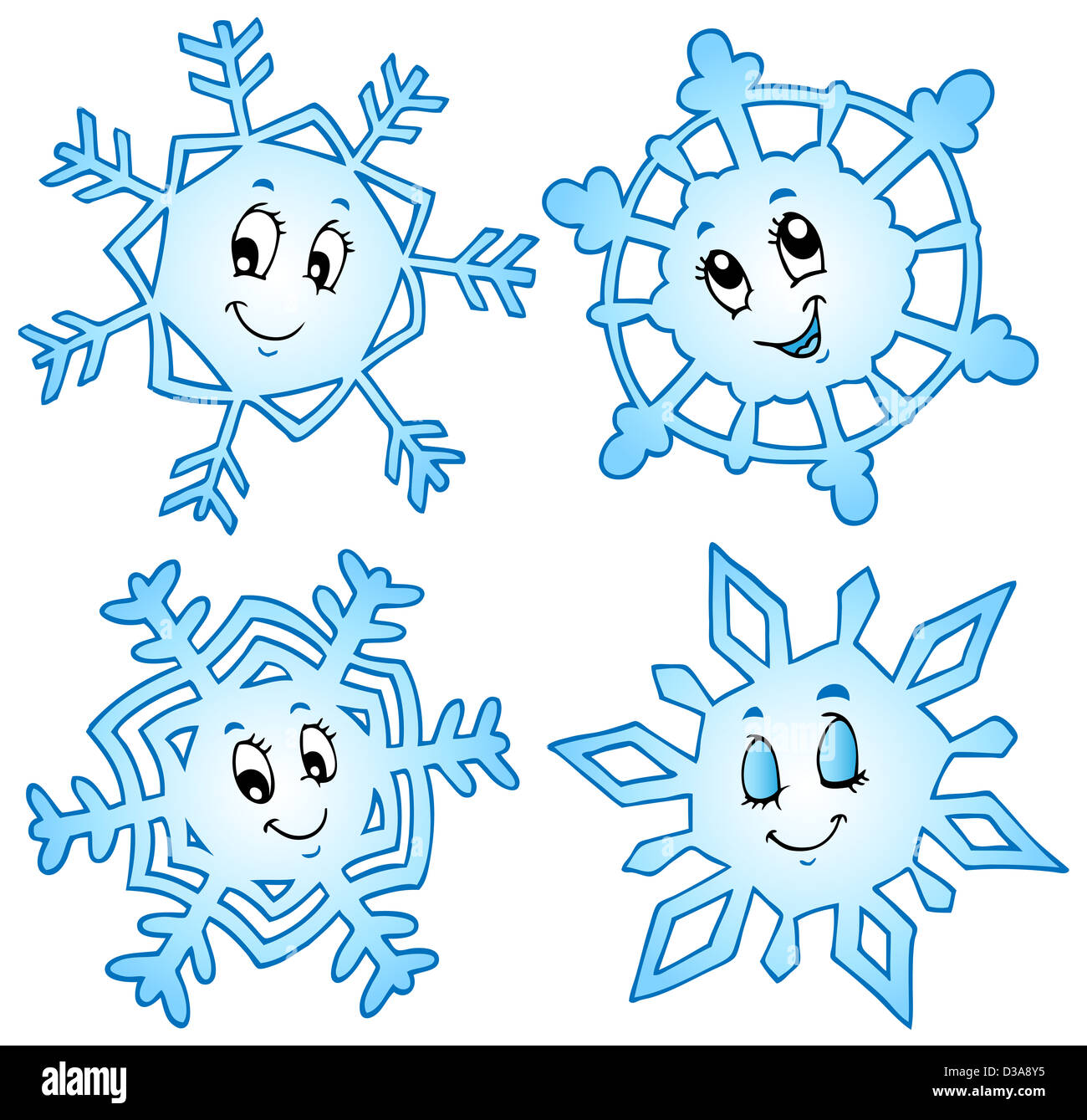 Cartoon snowflakes collection 1 - picture illustration Stock Photo - Alamy