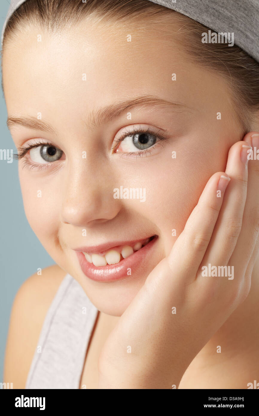 Close up of girls smiling face Stock Photo - Alamy