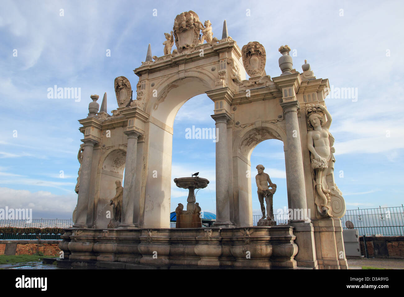 Classic Italian fountain in Naples, Italy Stock Photo - Alamy