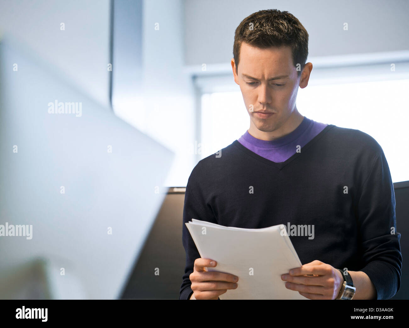 Head And Shoulders Of Man Reading Papers High Resolution Stock ...