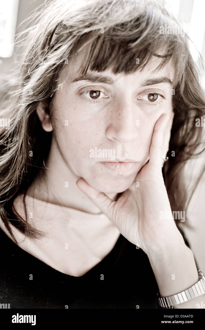 Caucasian white woman face Stock Photo - Alamy