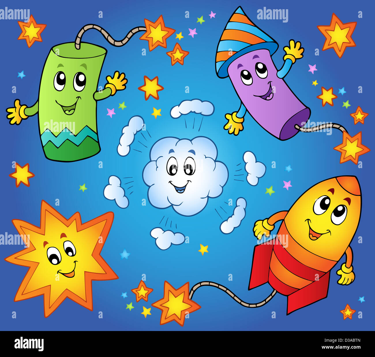 Cartoon fireworks theme 1 - picture illustration Stock Photo - Alamy