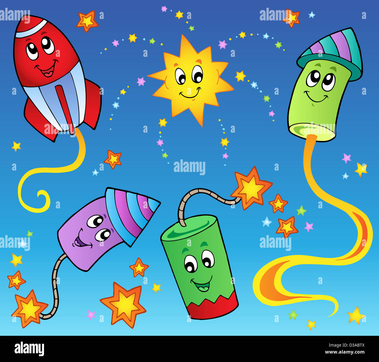 Cartoon fireworks theme 2 - picture illustration Stock Photo - Alamy