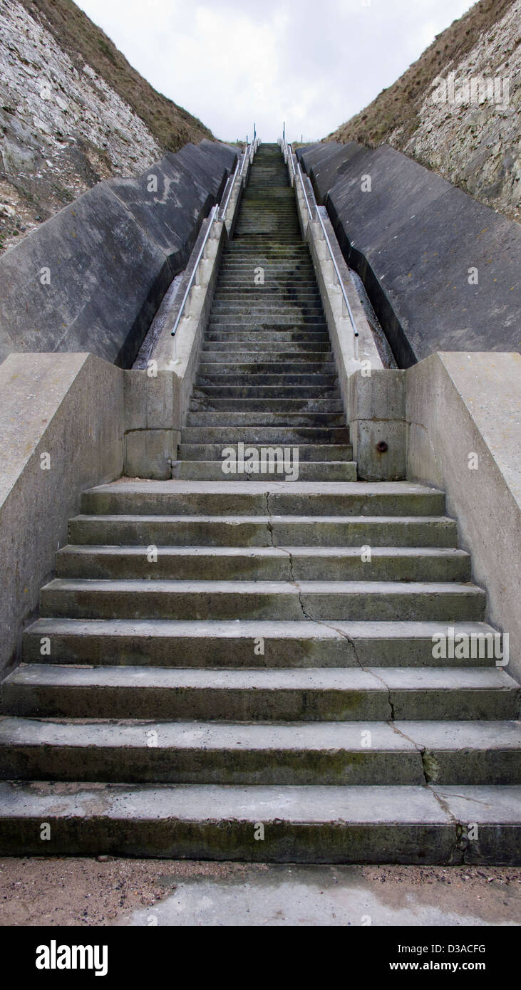 Steps up through cliffs, Normandy, France Stock Photo - Alamy