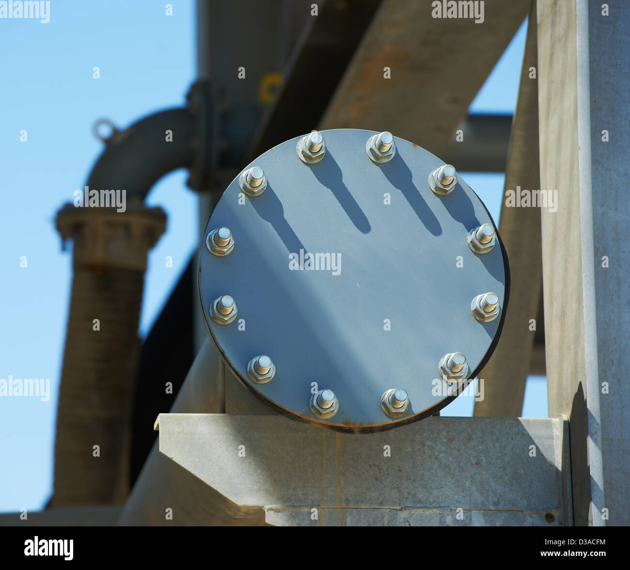 Industrial pipe for high pressure liquid with flange cap Stock Photo ...