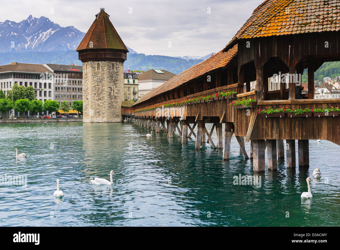 The Chapel Bridge 'Kapellbrücke' in Lucerne, Switzerland Stock Photo ...