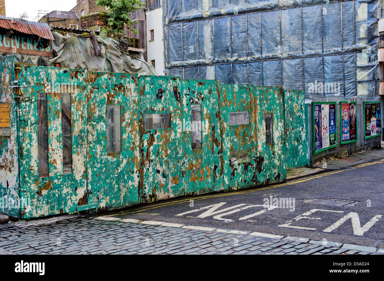 Rusty Construction Fence on building site in Dublin, Ireland Stock ...