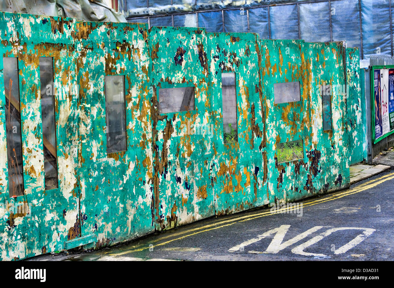Rusty Construction Fence on building site in Dublin, Ireland Stock ...