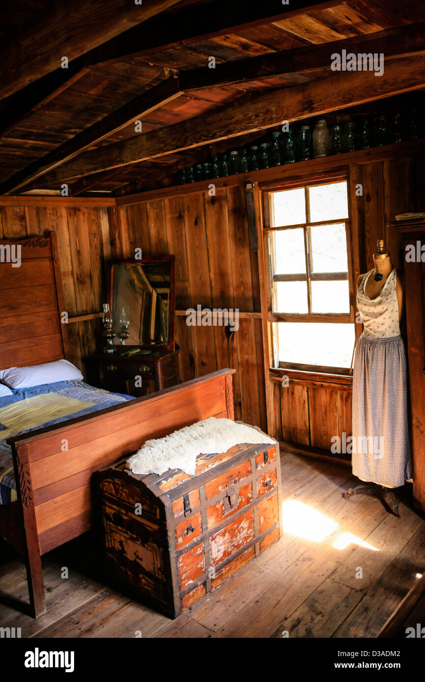 Interior of an early Pioneers homestead cabin in the outer Florida ...