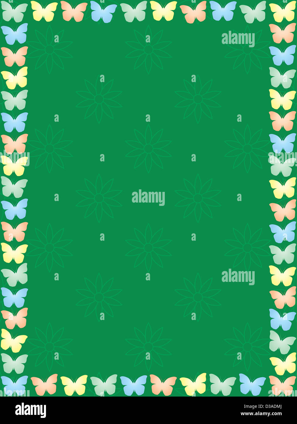 green background with frame of butterflies Stock Photo - Alamy