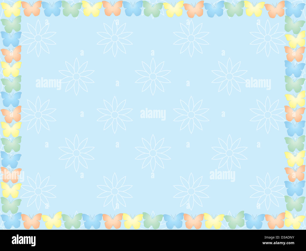 blue background with frame made of butterflies Stock Photo - Alamy
