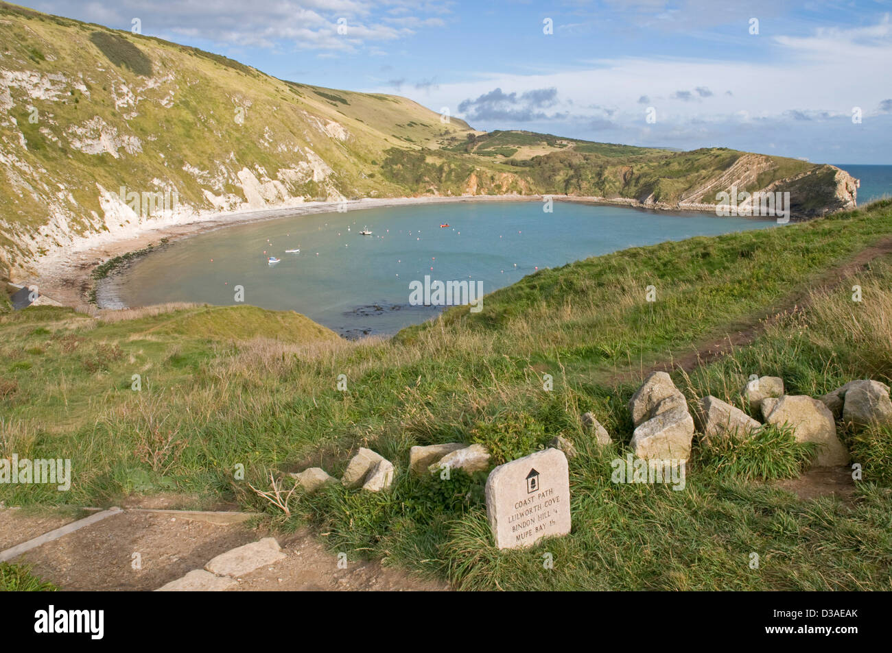 On the south west coast path approaching Lulworth Cove and Bindon Hill ...