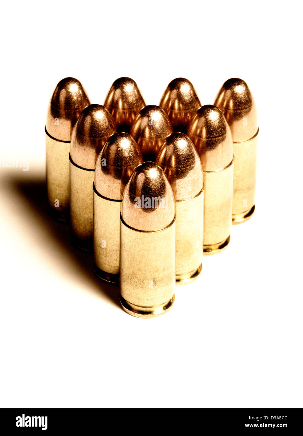 9mm bullets shaped into triangle Stock Photo - Alamy