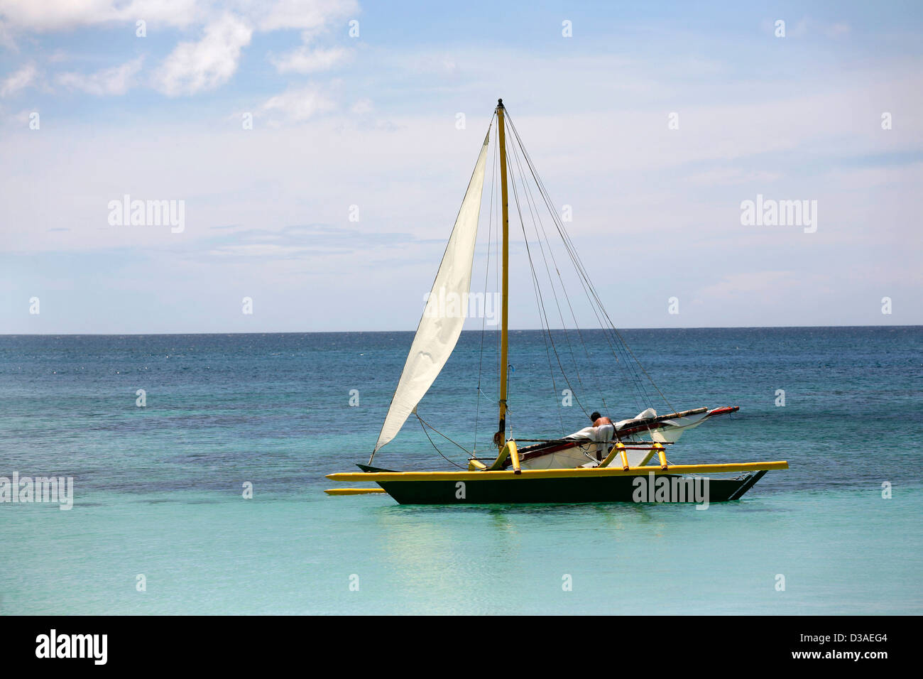 Traditional Philippine boat in a gulf. Island Boracay Stock Photo - Alamy