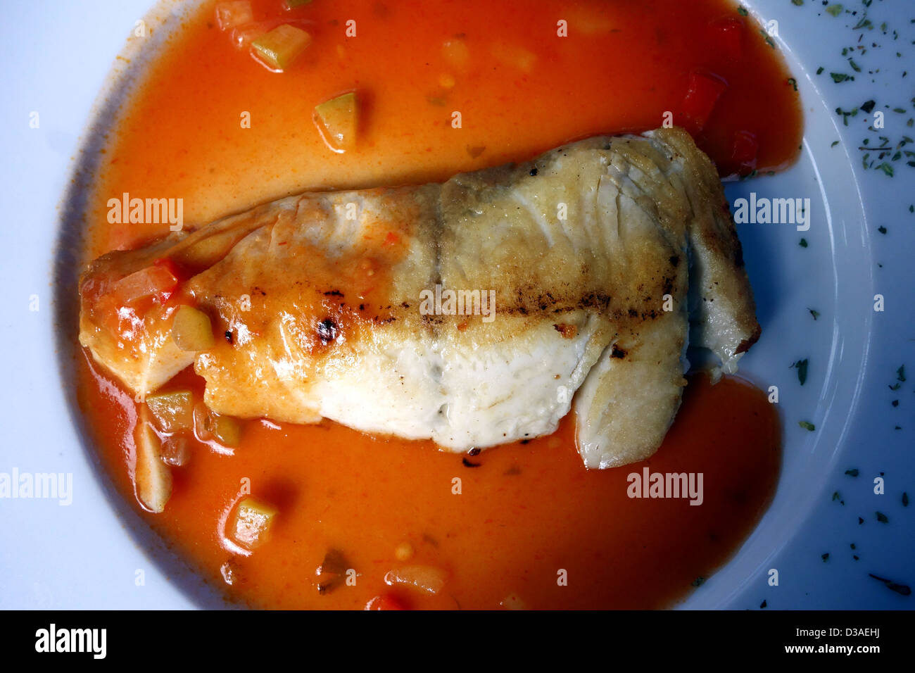 Cherne (fish) al estilo Gomero in restaurant in Tenerife, Canary ...