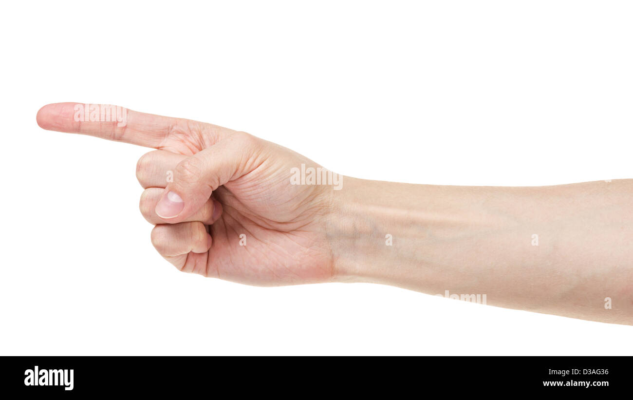 adult man hand pointing, isolated on white Stock Photo - Alamy