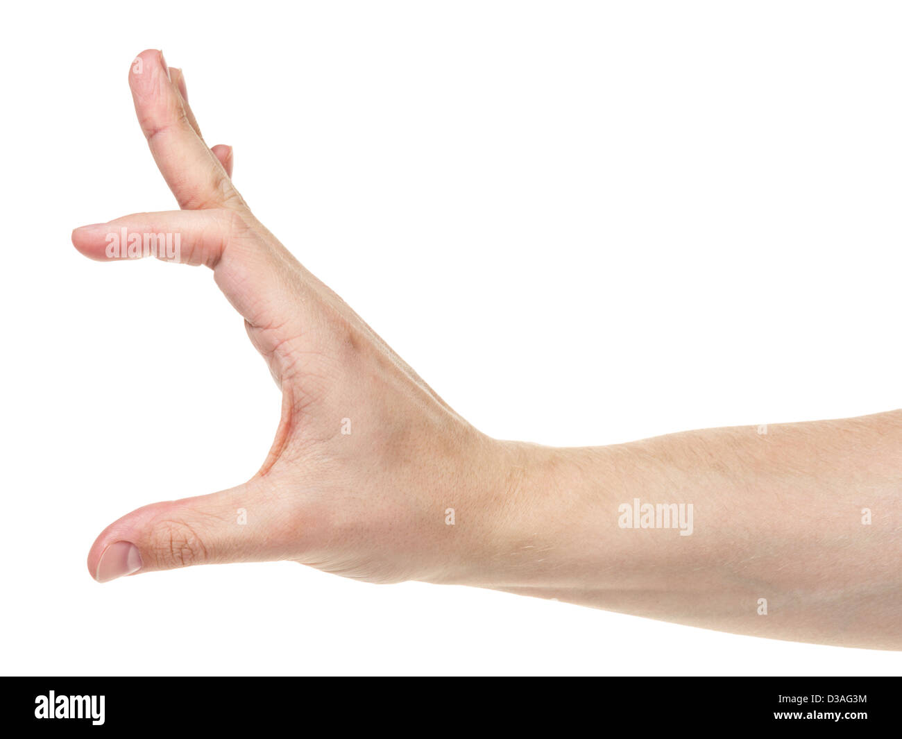 adult man hand measuring something, isolated on white Stock Photo - Alamy