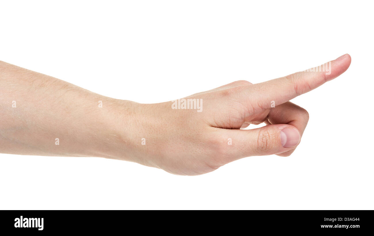 adult man hand touching virtual screen, isolated on white Stock Photo ...