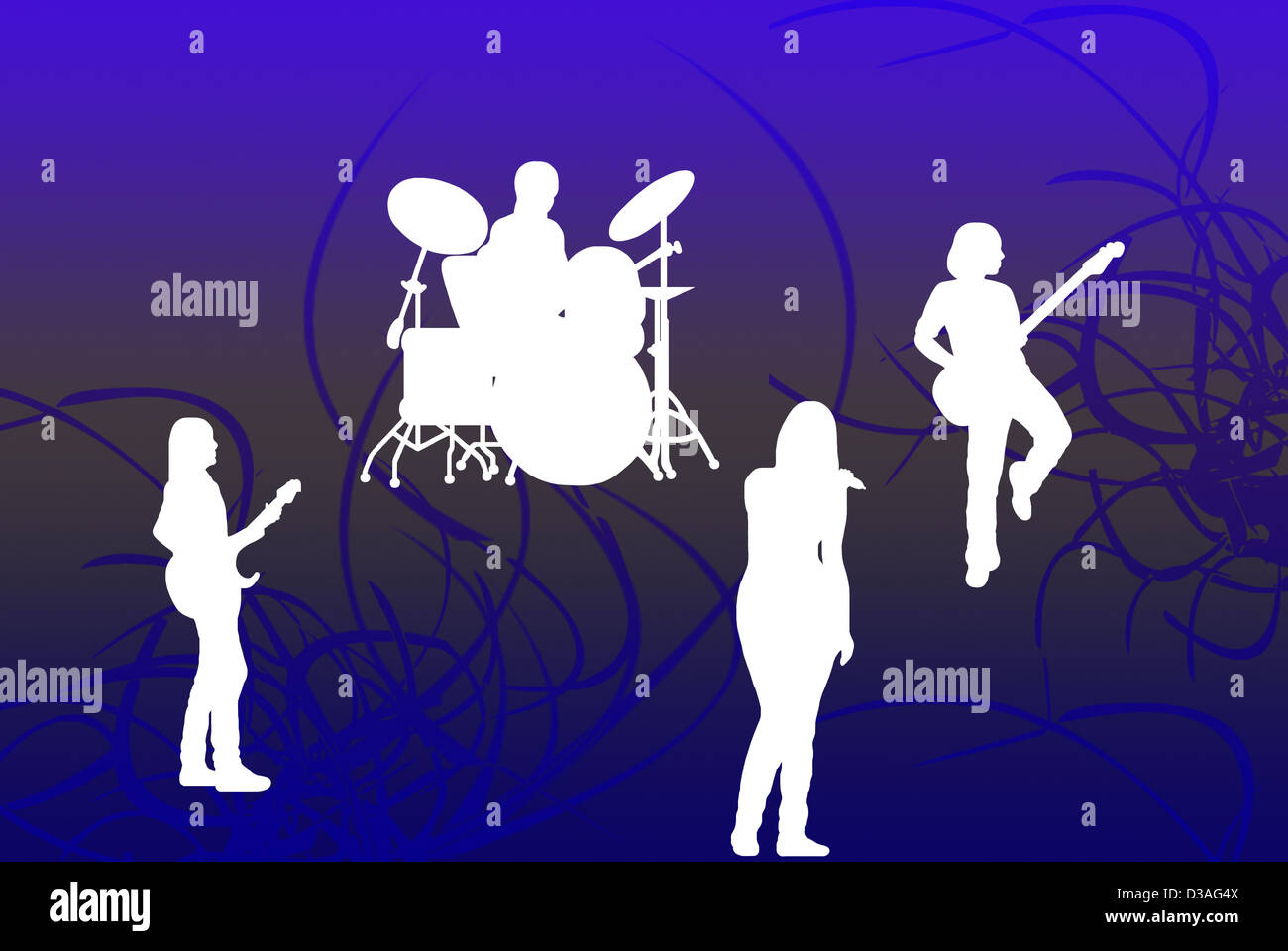 singing band silhouette Stock Photo - Alamy