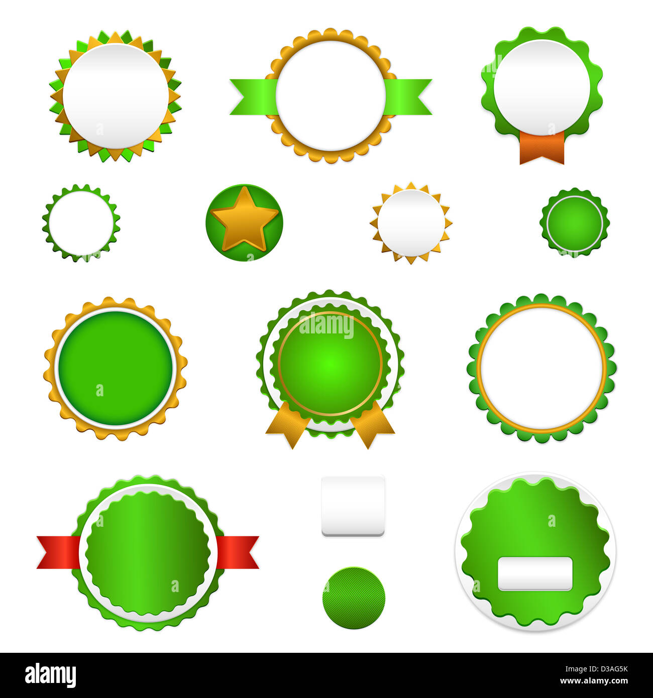 Set of sale badges, labels and stickers without text in green Stock ...