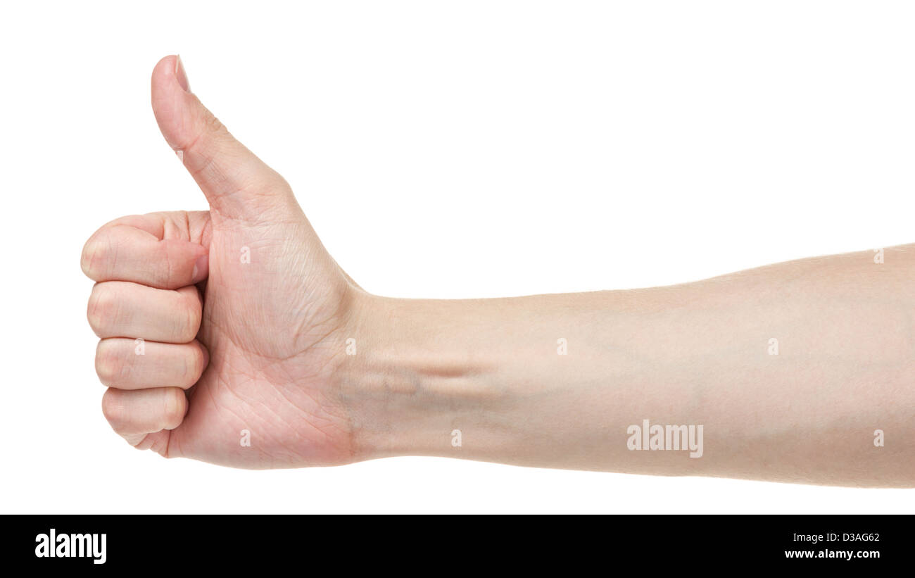 adult man hand thumb up, isolated on white Stock Photo - Alamy