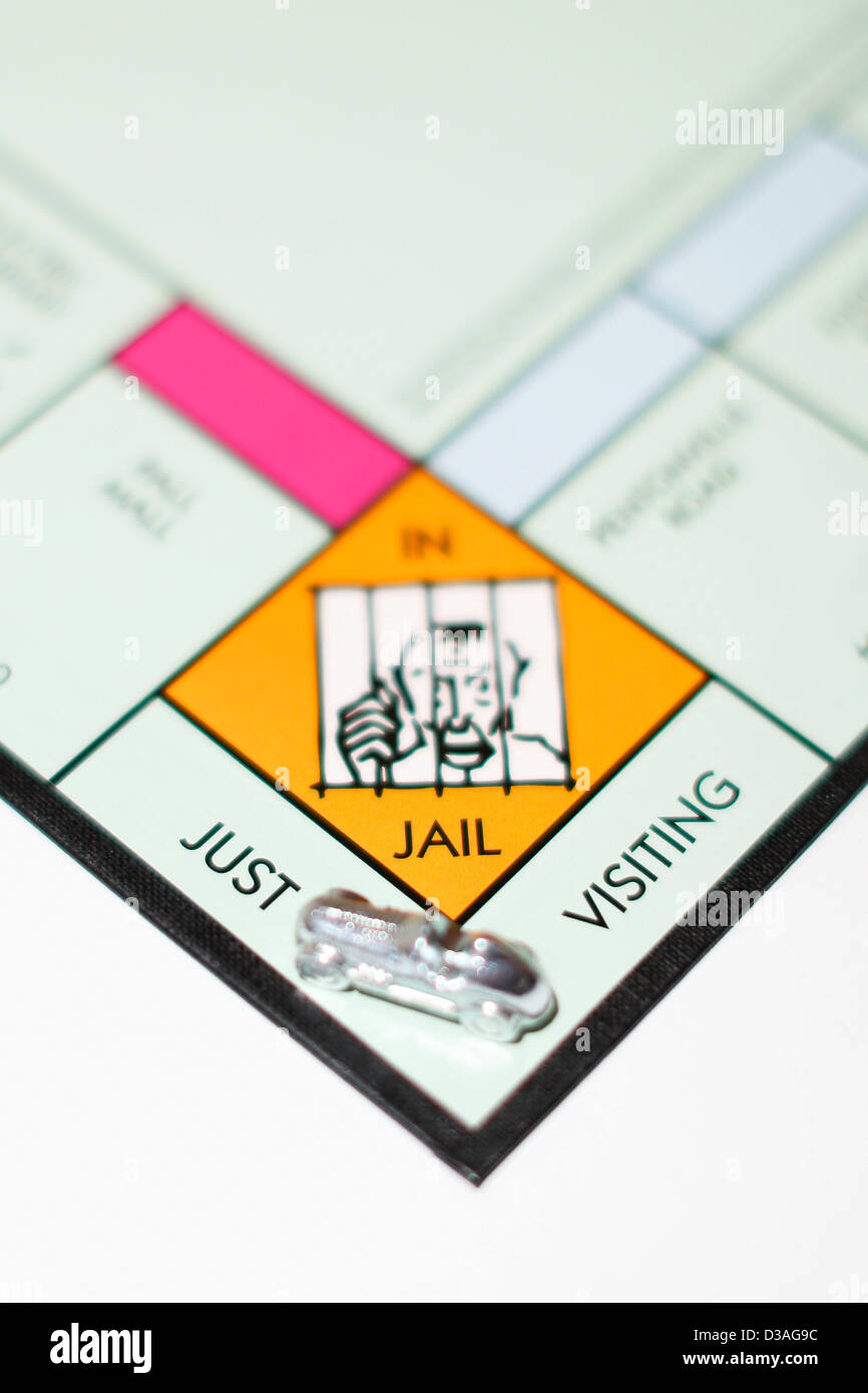 In Jail on a Monopoly board game Stock Photo - Alamy