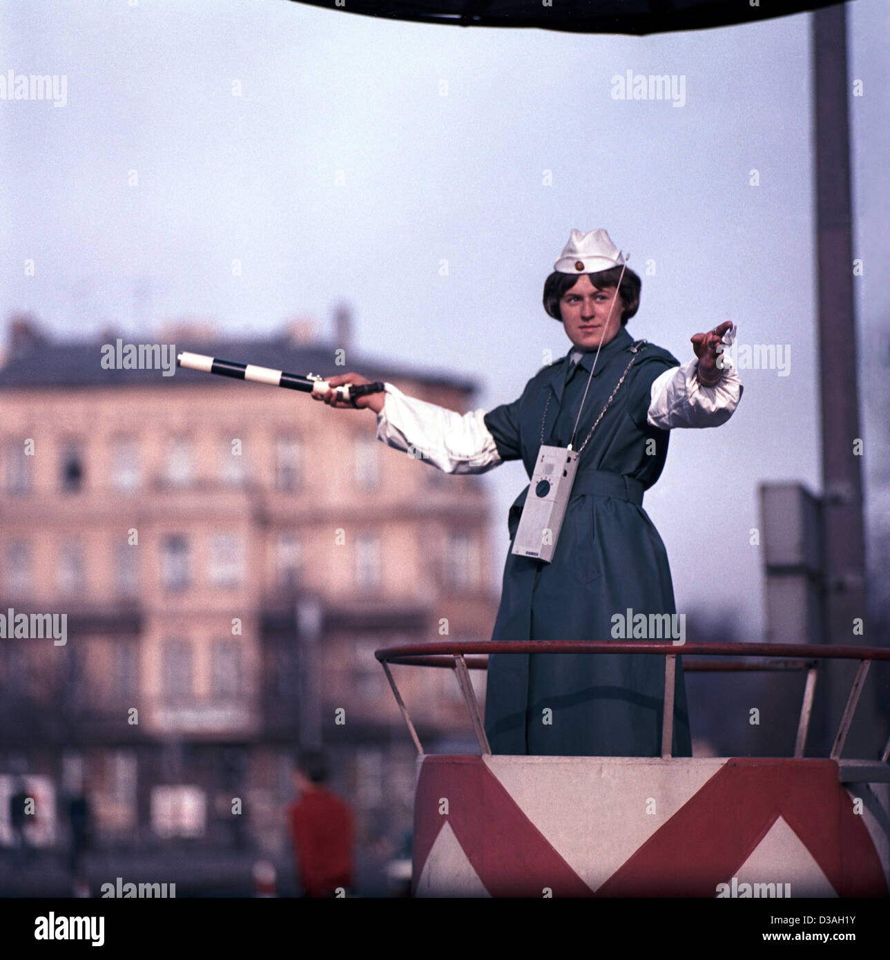 Berlin, GDR, a traffic police officer in the police directing traffic ...