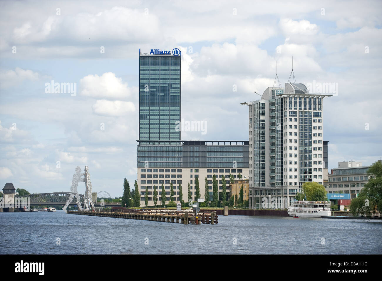 Berlin, Germany, the Treptowers and the Molecule Man on the Spree Stock ...