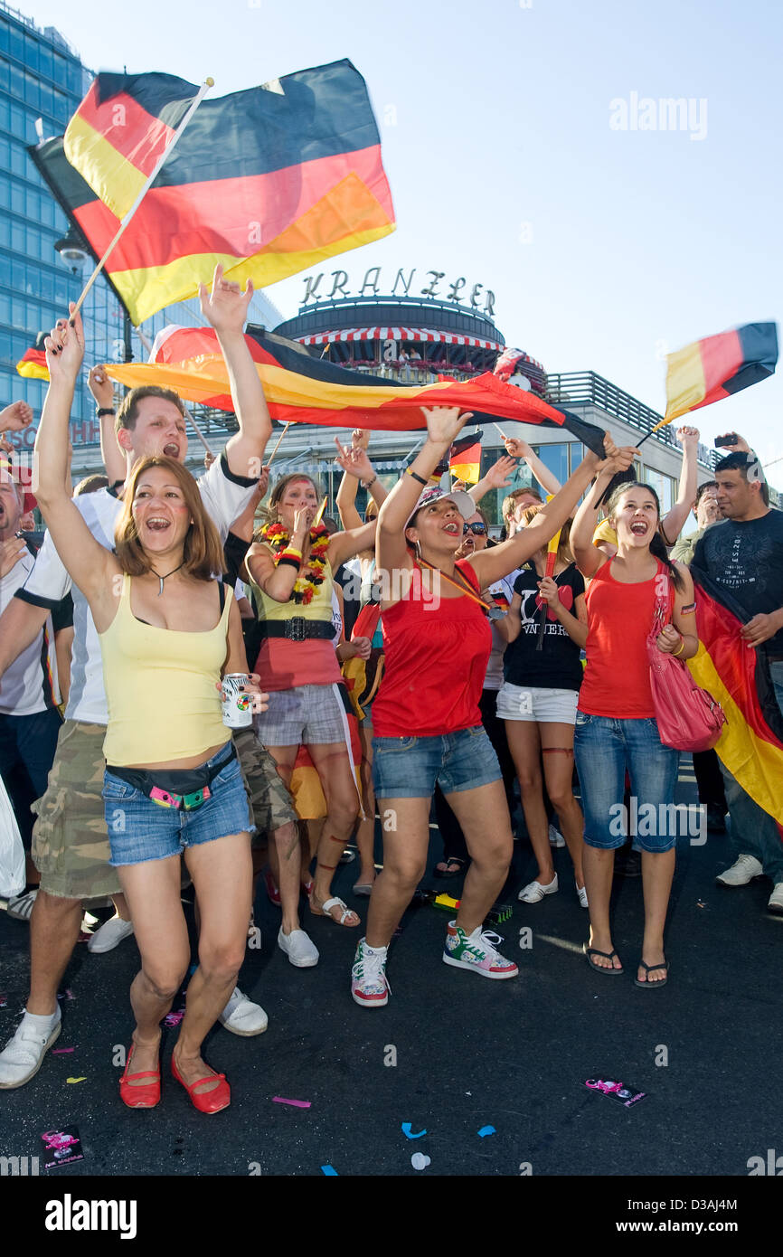 Berlin, Germany, German fans cheer on the Kurfuerstendamm after the ...