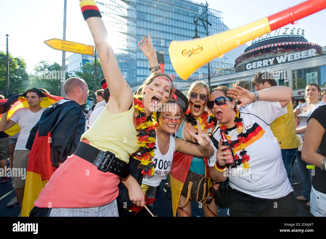 Berlin, Germany, German fans cheer on the Kurfuerstendamm after the ...
