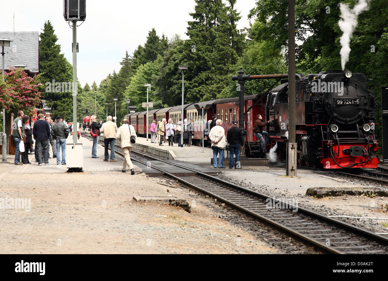 Drei Annen Hohne, Germany, the Brocken Railway with zusteigenden ...