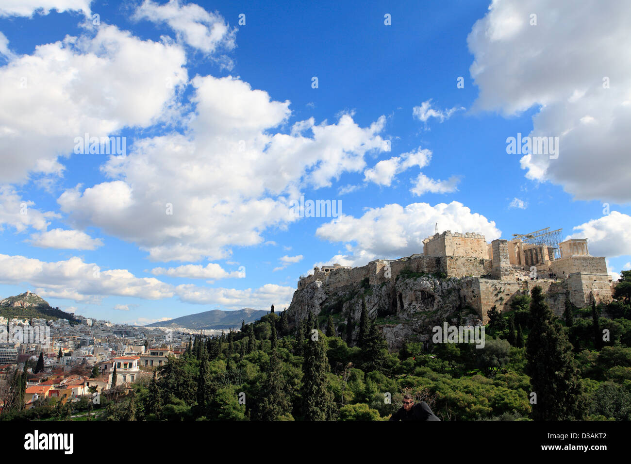 greece athens plaka view of the acropolis and lykavittos hill from ...