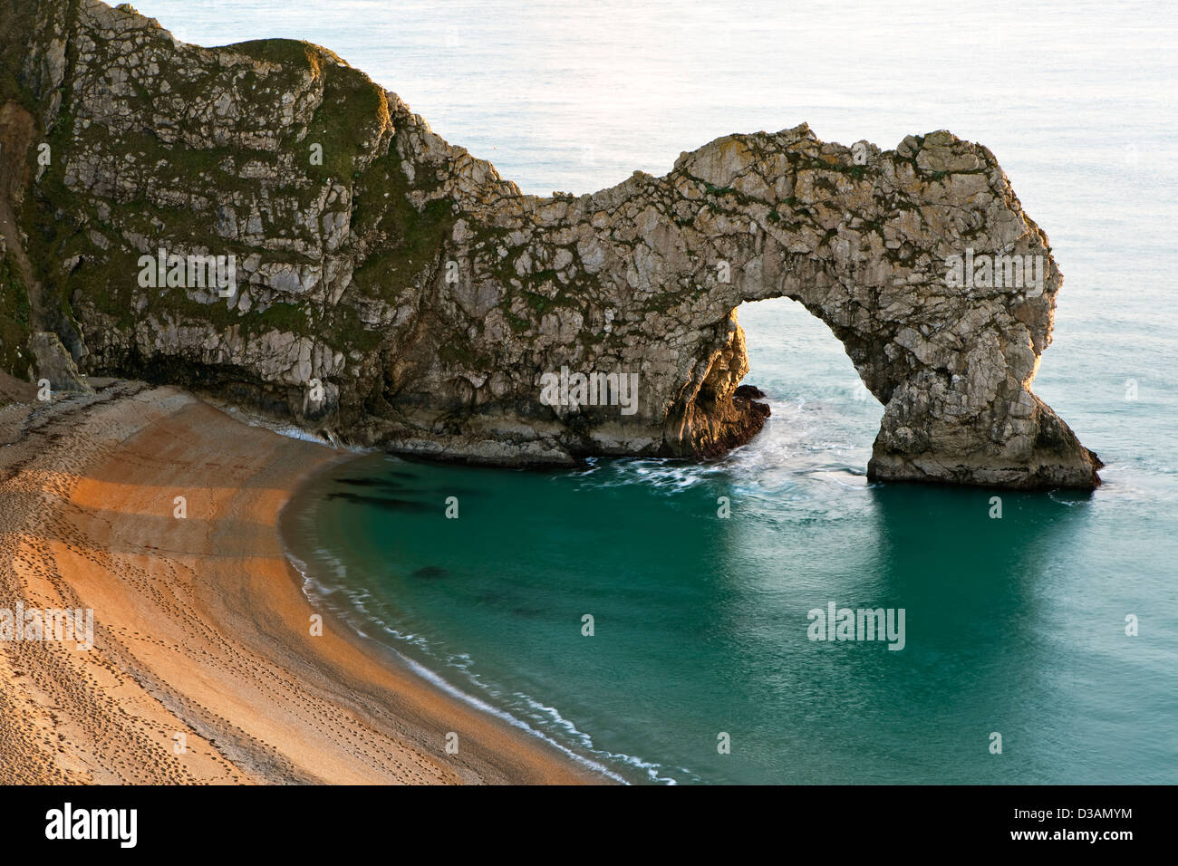 Durdle Door, a natural rock arch, on the Jurassic Coast in Dorset UK ...