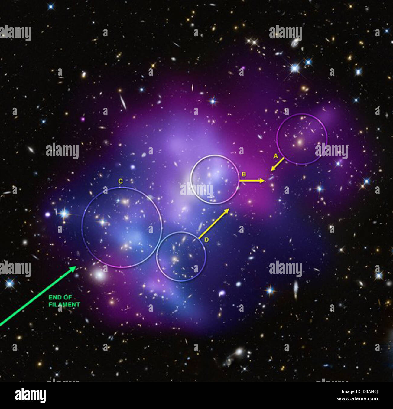 NASA's Chandra X-ray Observatory captures a galaxy cluster in a dynamic ...