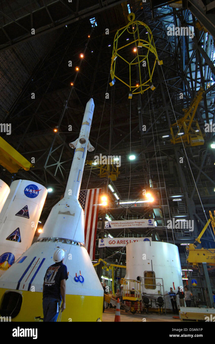 NASA's Ares I-X rocket, also known as 'the Birdcage,' undergoes its ...