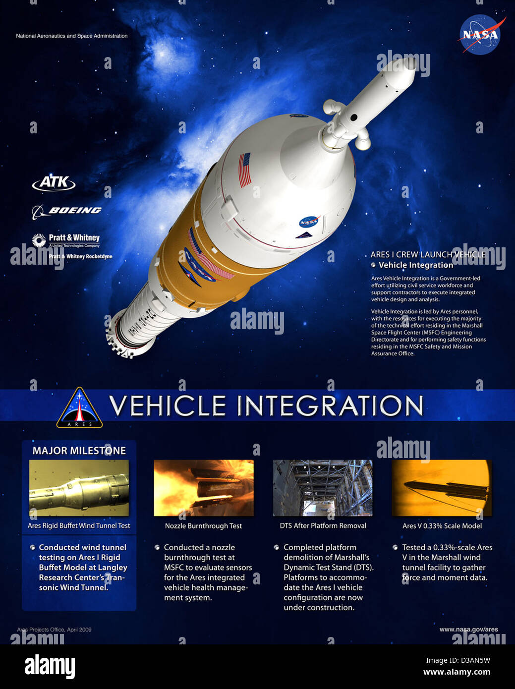 NASA's Ares I rocket vehicle integration lithograph illustrates the ...