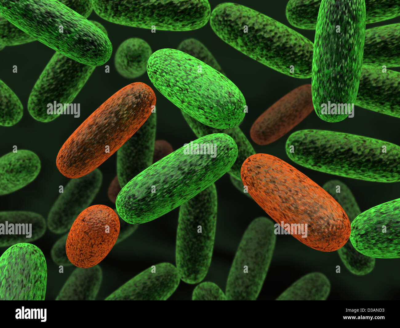 3d rendered green and red bacteria illustration Stock Photo - Alamy