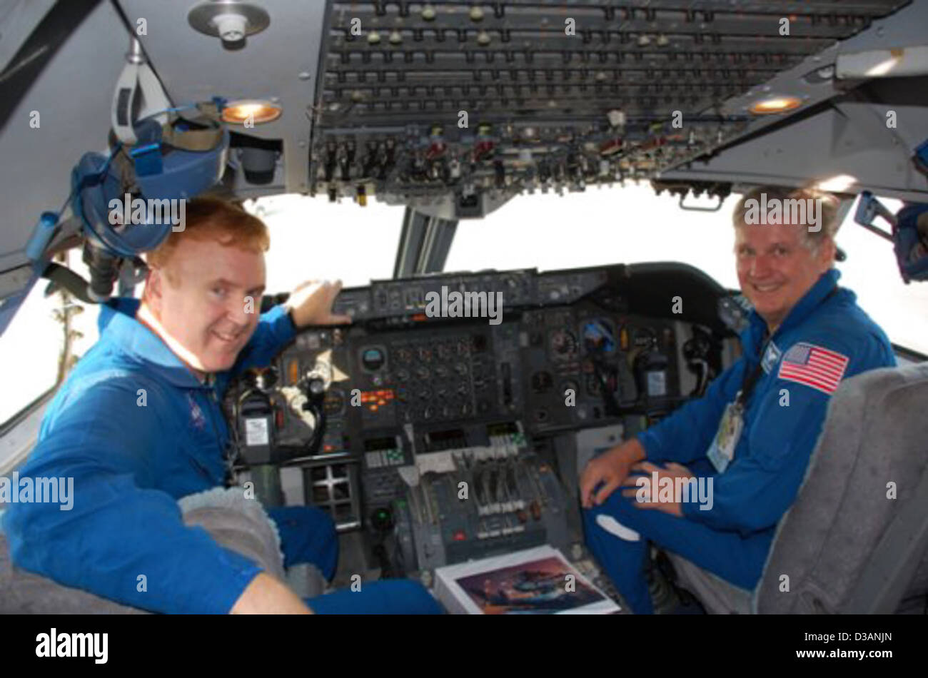 Inside the cockpit of the Shuttle Carrier Aircraft (SCA) 747, which was ...