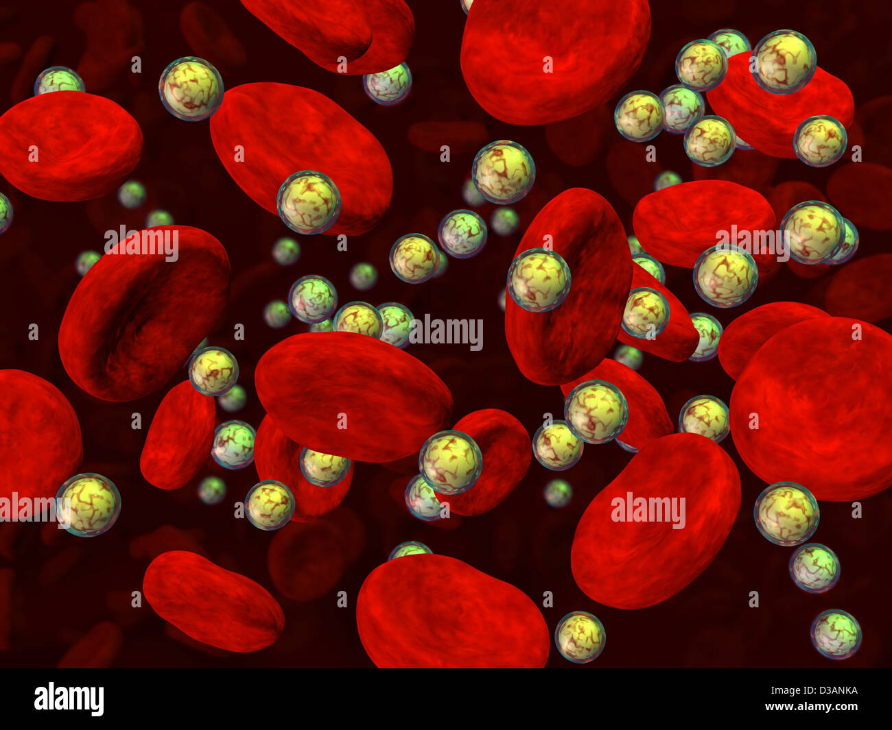 3d rendered illustration of blood cells with droplets Stock Photo - Alamy