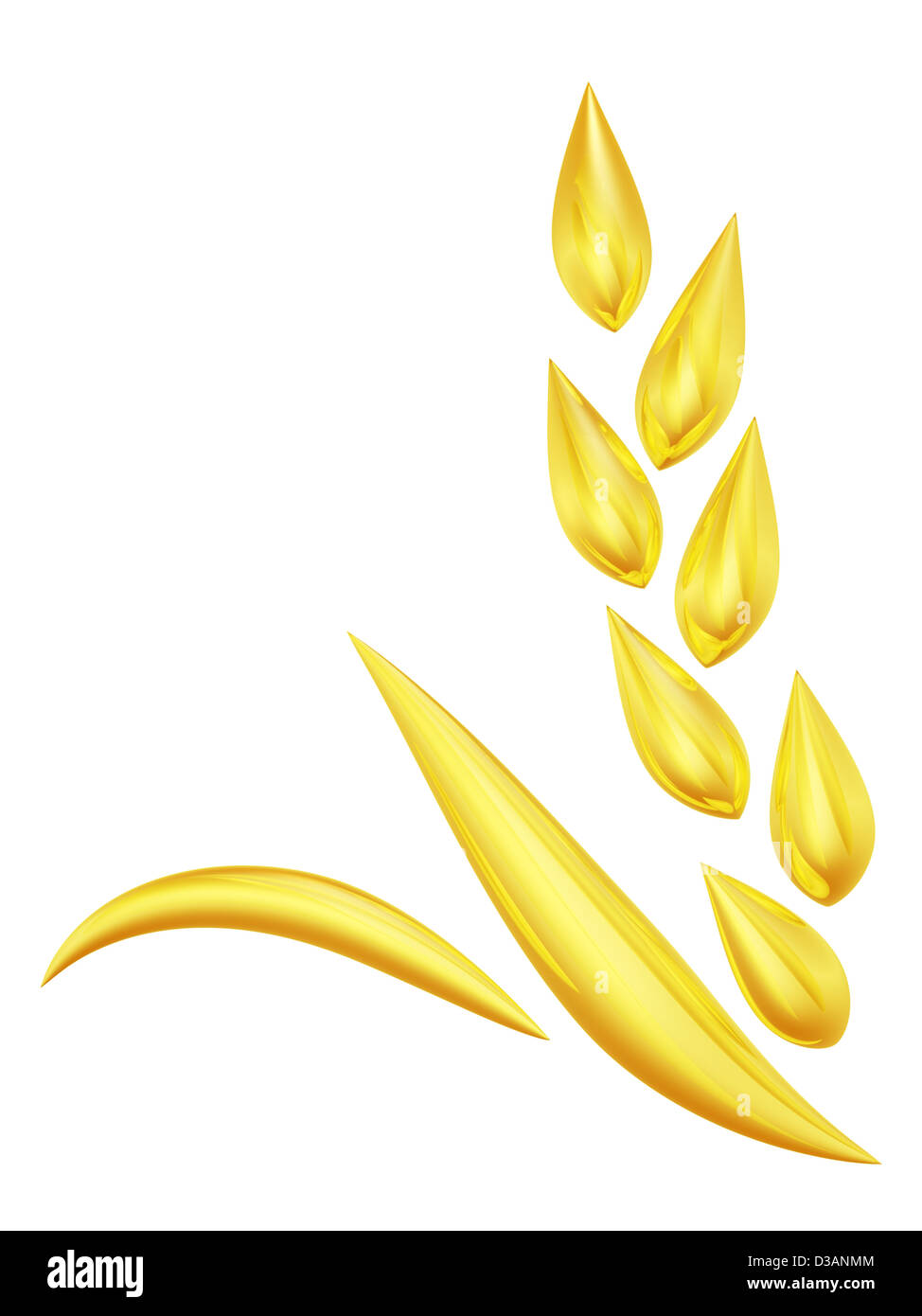 3d rendered golden wheat spike symbol Stock Photo - Alamy