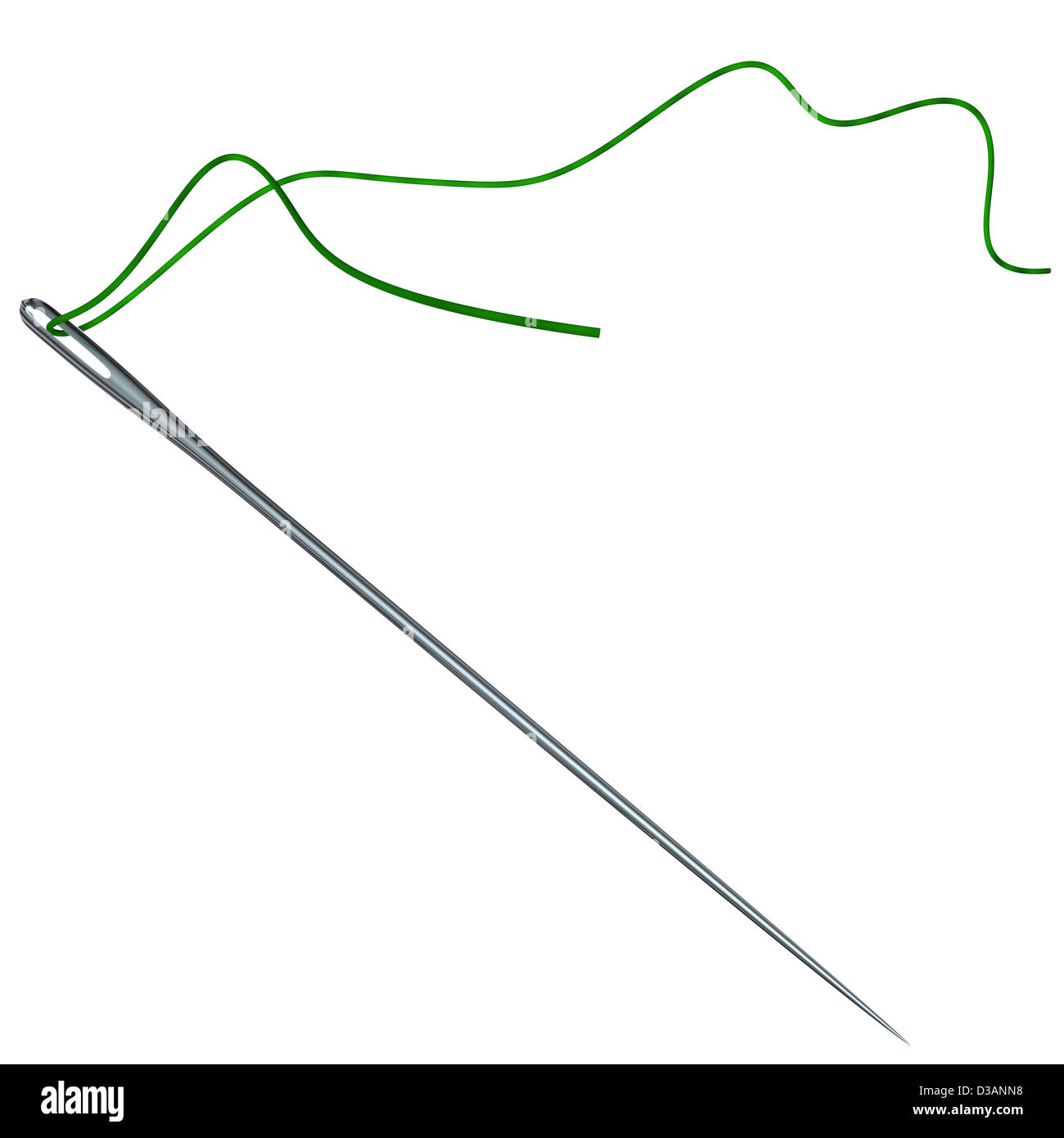 3d rendered needle with green thread Stock Photo - Alamy