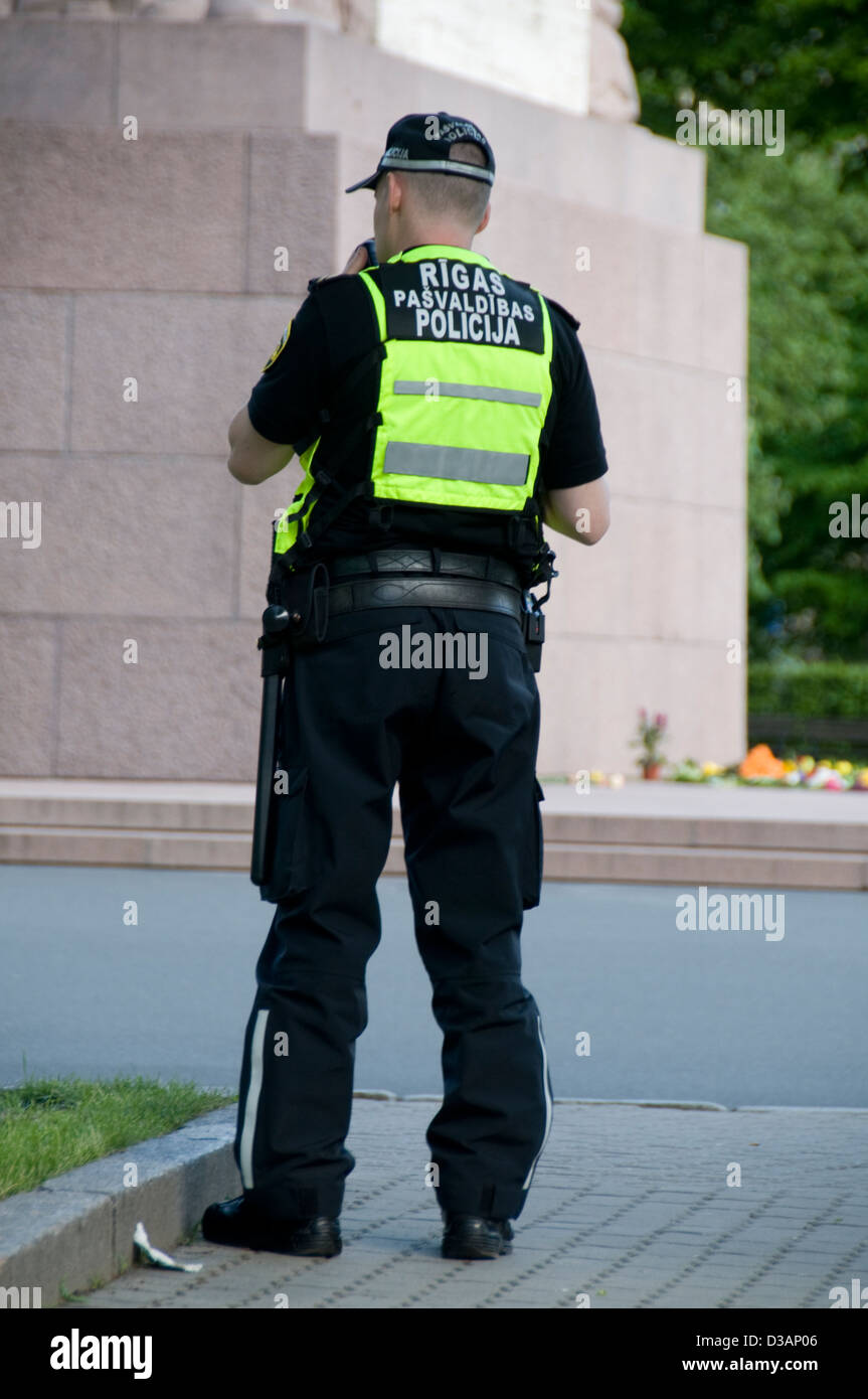 A Riga police officer on duty in Riga Old Town,Riga, Latvia, Baltic ...