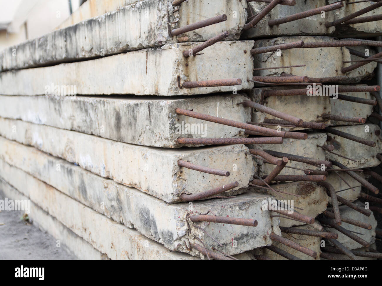 Front and side view of concrete pole pile on ground Stock Photo - Alamy