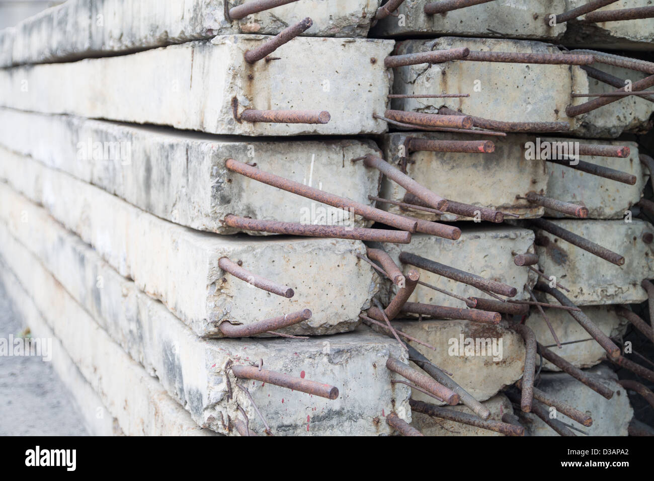 Front and side view of concrete pole pile on ground Stock Photo - Alamy