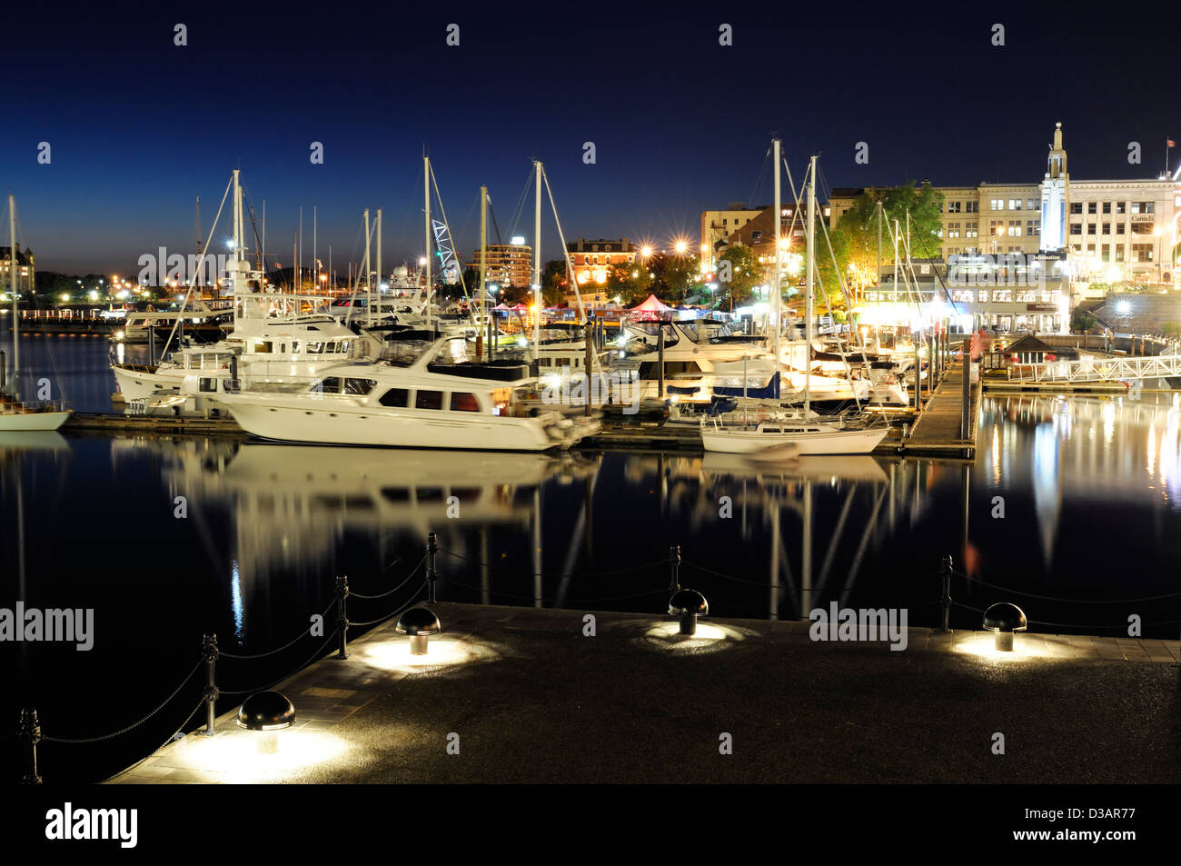 Inner harbour harbor lit up illuminate illuminated night nighttime ...